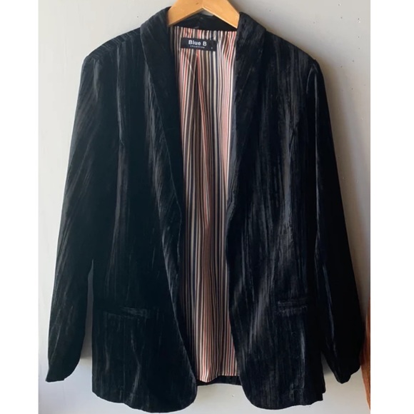 Blue B Collection | Jackets & Coats | Black Crush Velvet Stripelined ...